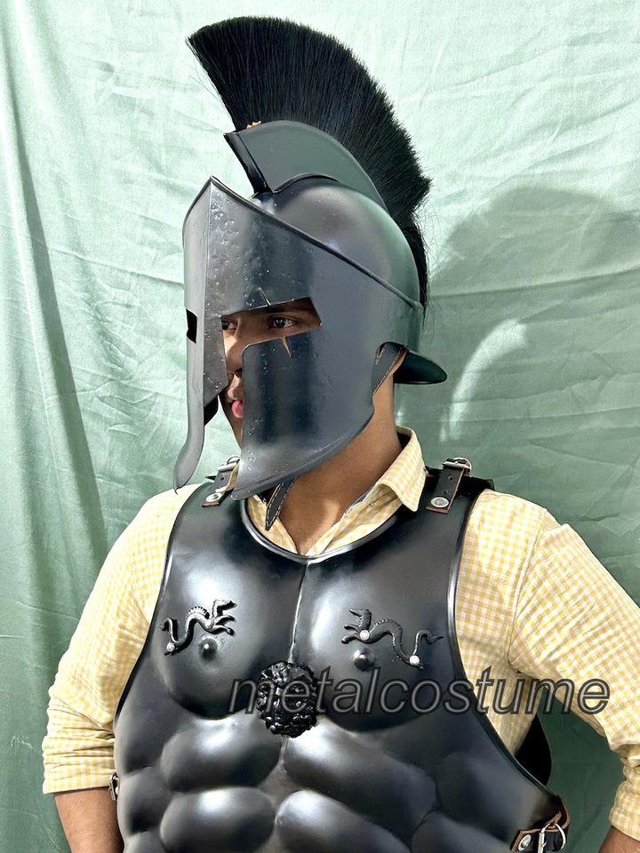 Ancient Roman Gladiator-Inspired Metal Costume with Detailed Helmet ...