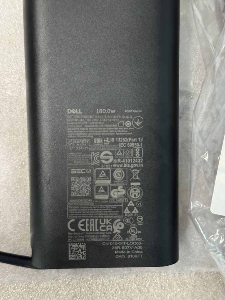 Original Dell 180W Gan Adapter for Dell Alienware x15/m15 HA180PM210 ...