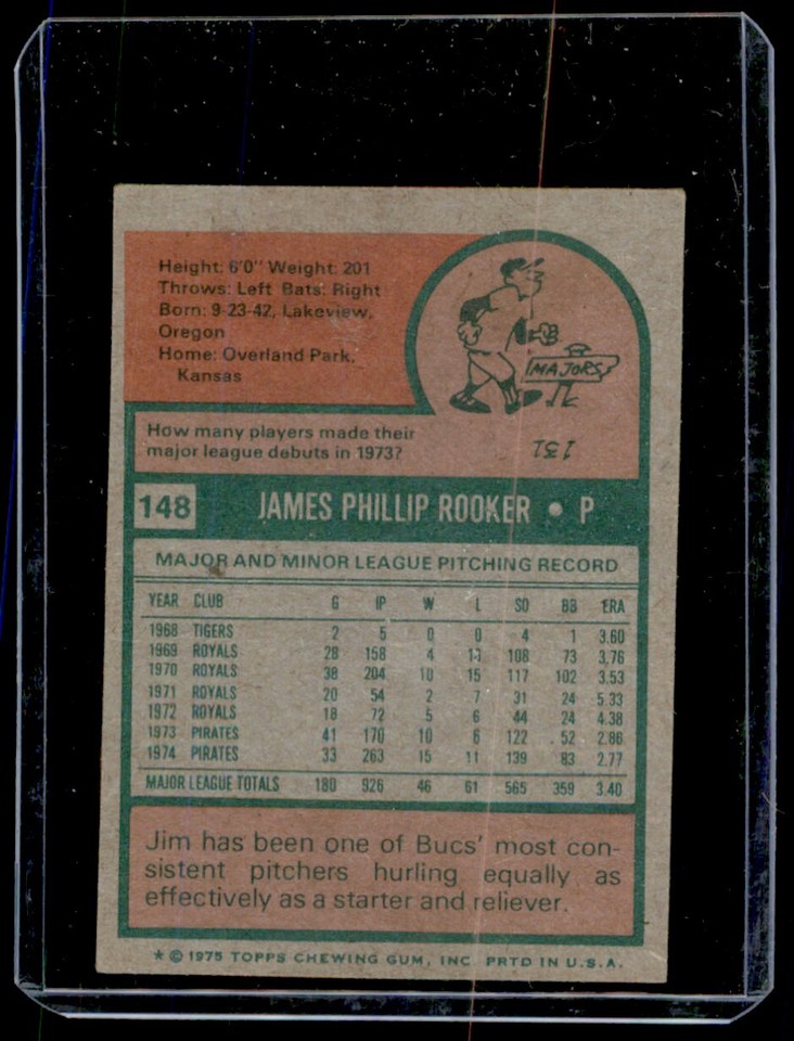 1975 TOPPS JIM ROOKER PITTSBURGH PIRATES #148 | eBay
