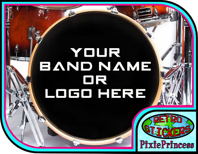Custom Bass Drum Vinyl Sticker Personalised Band Logo Name Kick Drum ...