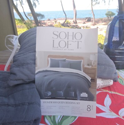 SOHO LOFT Bedding Set 7 pcs DENIM Qn-size, Sheets, Pillowcases, NO ...