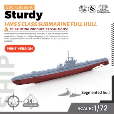 1/72 HMS S Class Submarine Sturdy Full Hull Military Model Kit ...