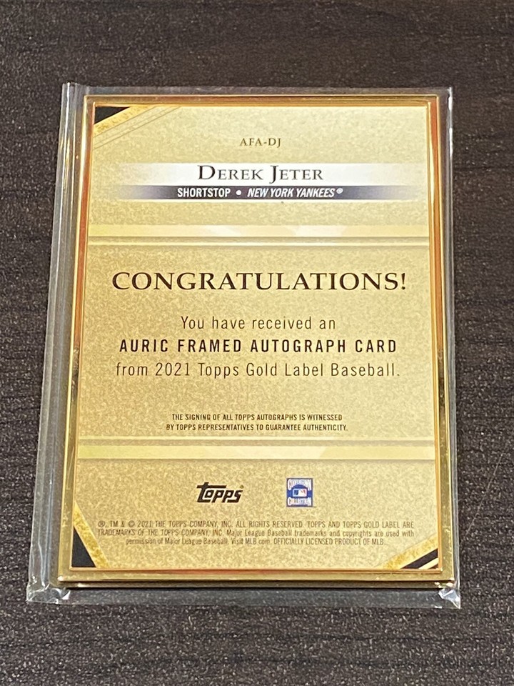 Derek Jeter 2021 Topps Gold Label Auric Framed Gold Ink Autograph Auto ...
