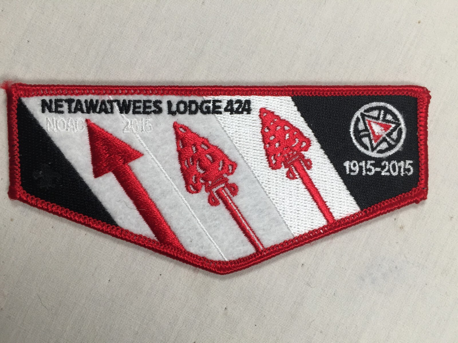 Netawatwees OA Lodge 424 2015 NOAC Centennial 100th ann Flap BSA Patch ...