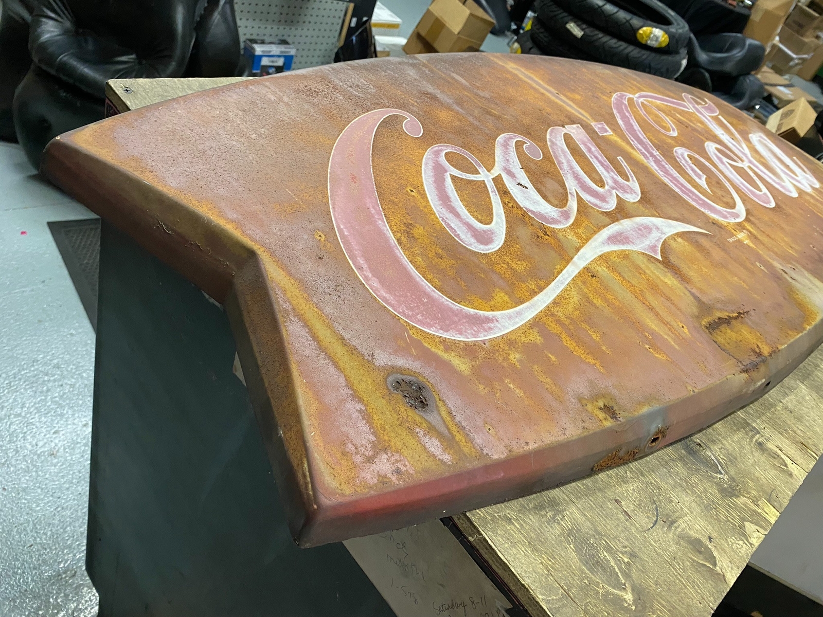 Vtg 1950's Coke Coca Cola Fishtail Sign Great Patina Tin Advertising ...