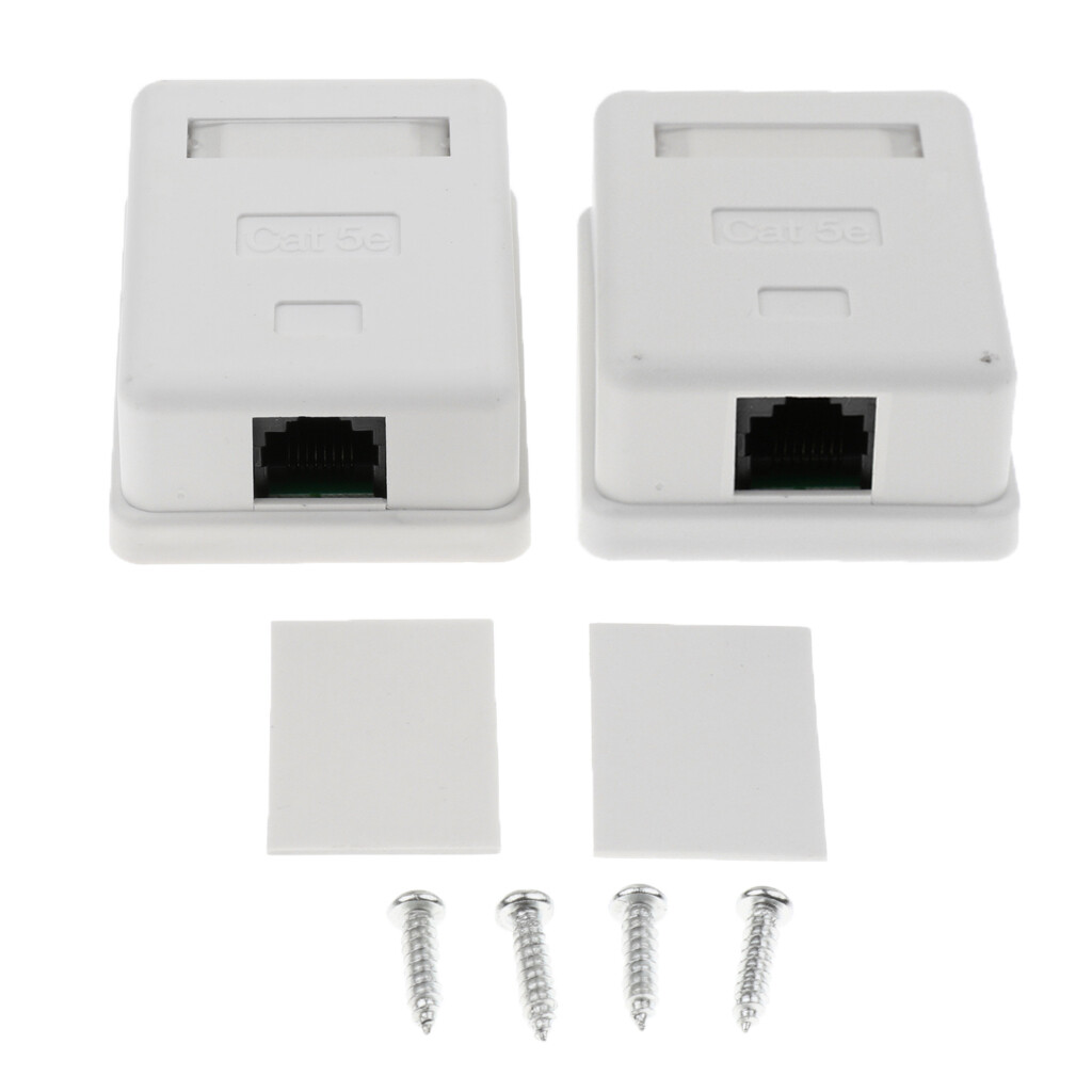 2x Cat5e 1 Port Surface Mount Outlet Box RJ45 Face Plate with Backbox ...
