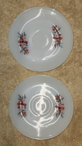 2 Vintage Fire King Milk Glass Primrose Design Sauce 6” | eBay
