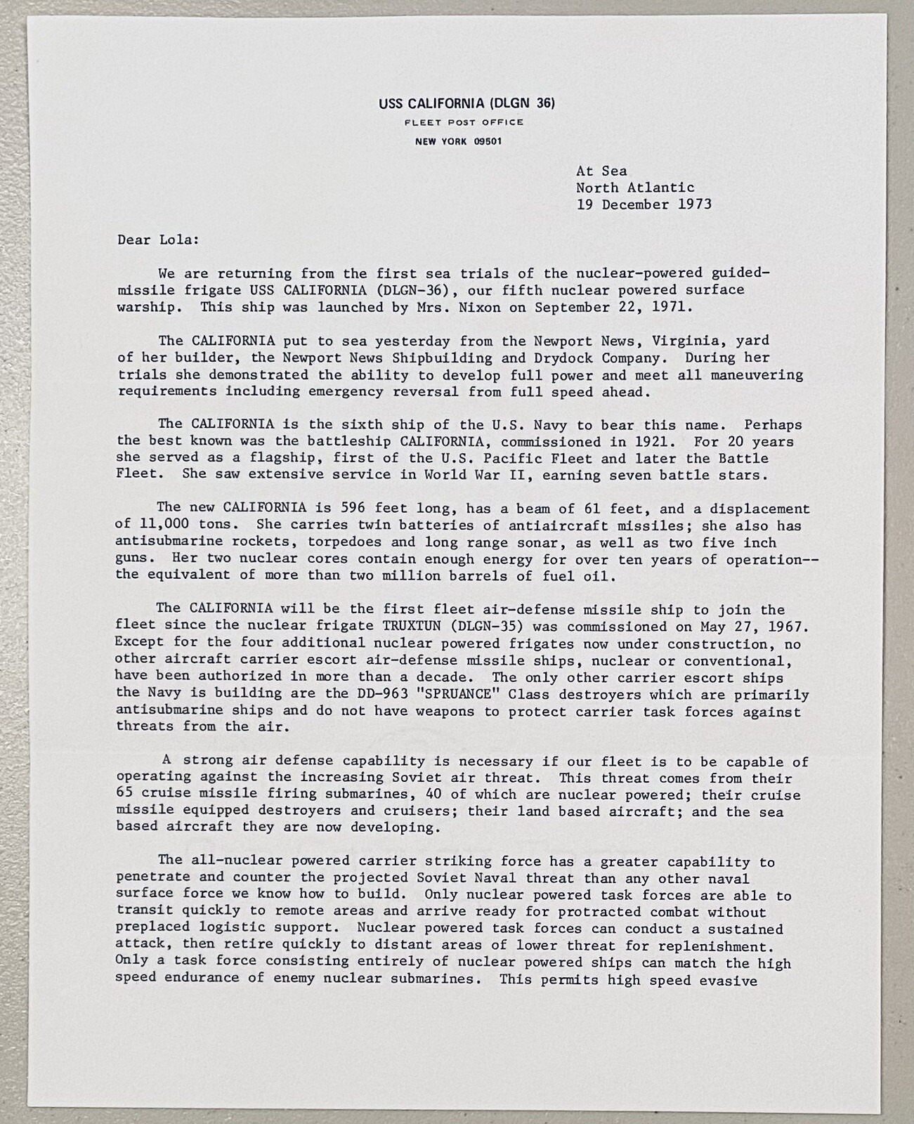 Hyman G Rickover Autographed 3-page Typed Letter Signed Re USS ...