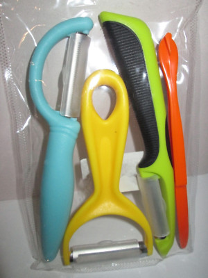 4 Piece Peeler Set Swivel Easy Grip Stainless Steel New in Package ...