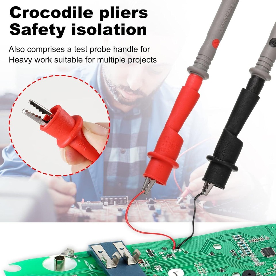 Multimeter Test Leads for Fluke Meter Electrical Alligator Clip Probes ...