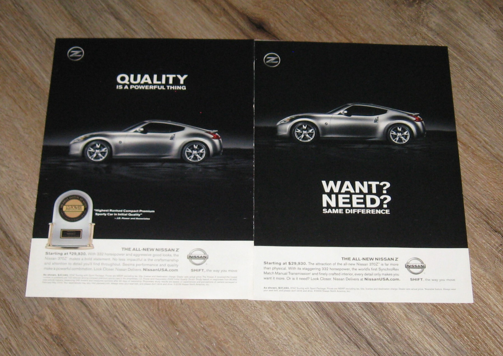 Nissan Car AD 2009 370 Z original TWO magazine pages advertisement | eBay