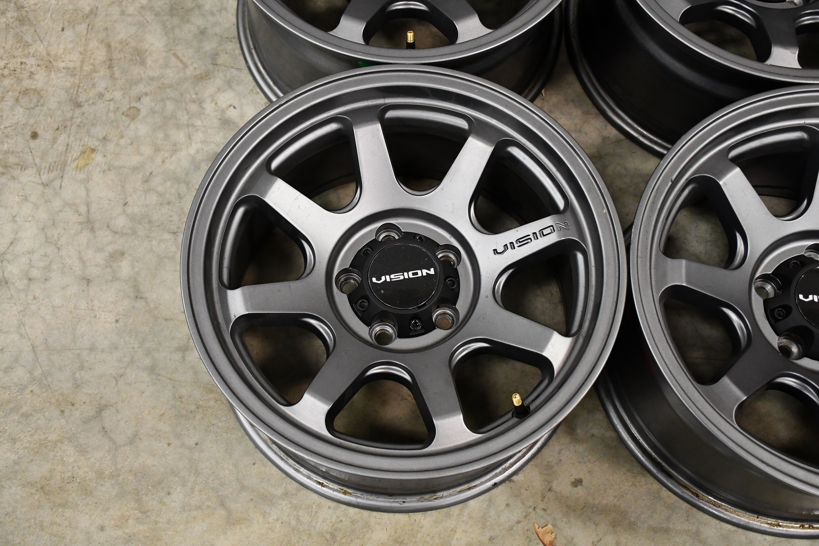 Set 4 16" Vision Off-Road 351 Flow Satin Grey Wheels 16x8 5x5.5 Truck ...