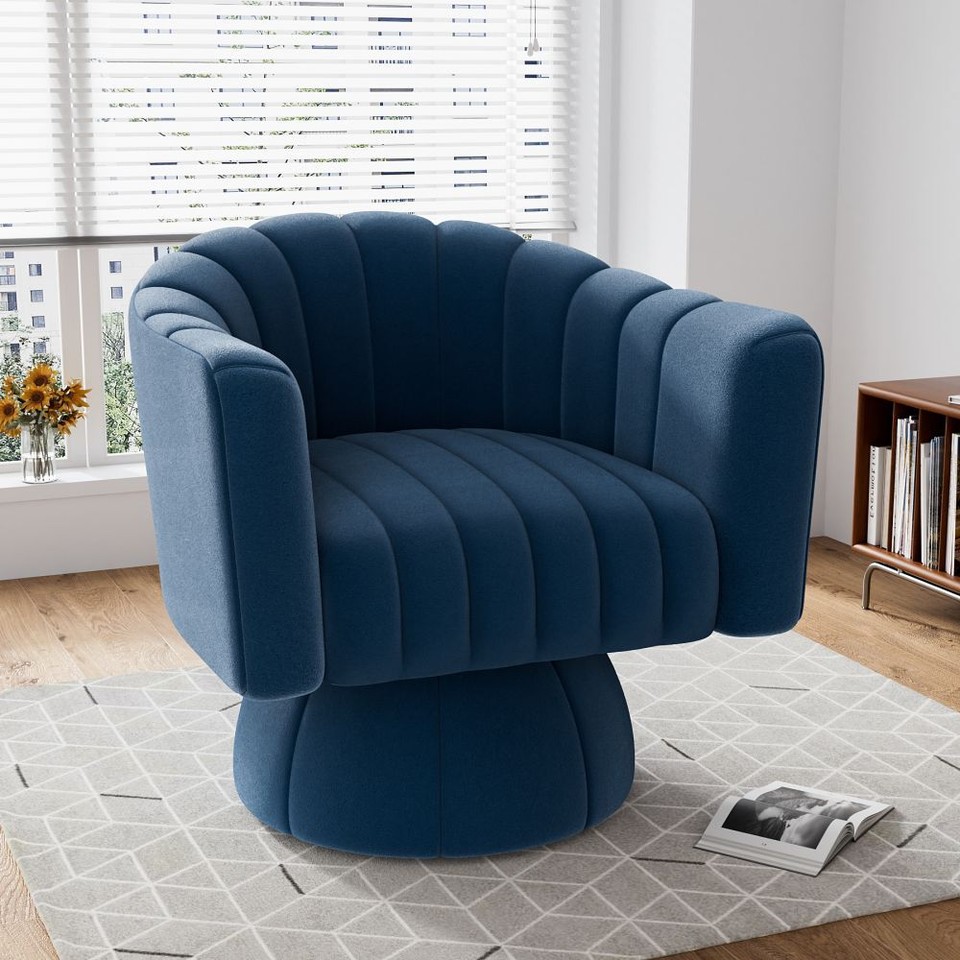 Modern 28" Swivel Barrel Accent Chair 360 Degree Upholstered Round ...