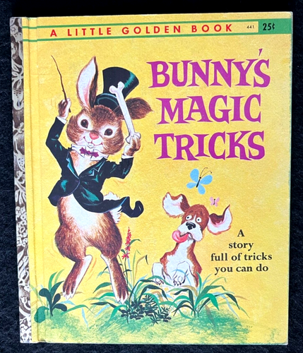BUNNY'S MAGIC TRICKS ~ vintage 1st "A" ed. Little Golden Book #441 ...