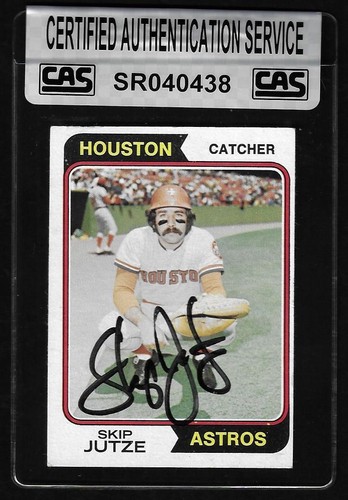 1974 Topps Skip Jutze CAS Authentic Signed Card #328 AUTO Houston ...