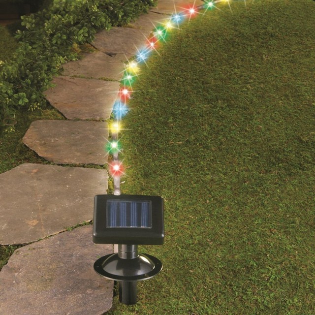 16 Ft. Solar Powered Multi-Colored LED Garden Walkway Pathway Edging ...