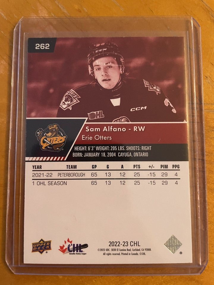 2022-23 Upper Deck CHL Sam Alfano Exclusives /100 SP Red | eBay