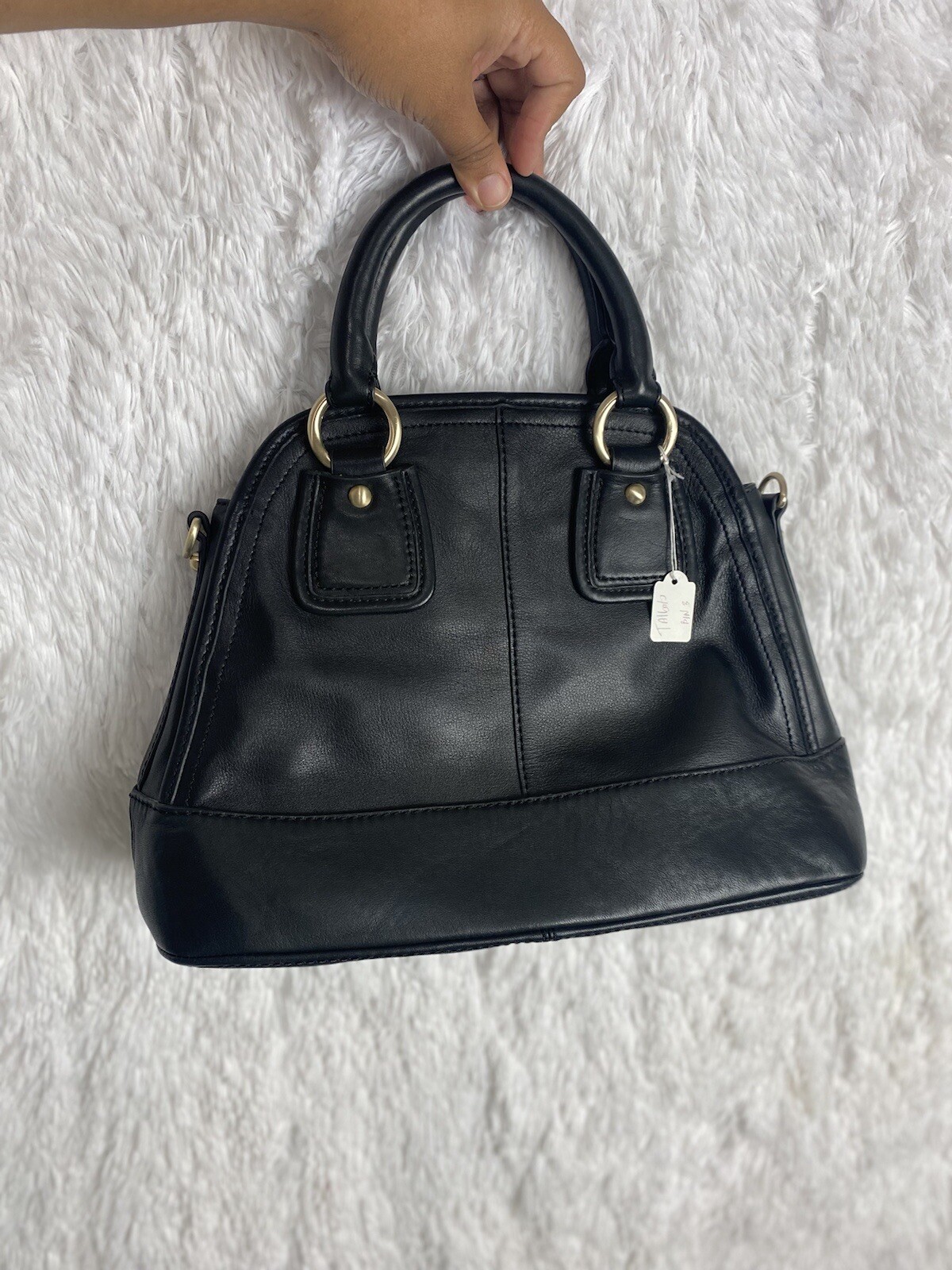 Talbots Purse Black Leather Mini Pouch Handbag Handle Bag | eBay