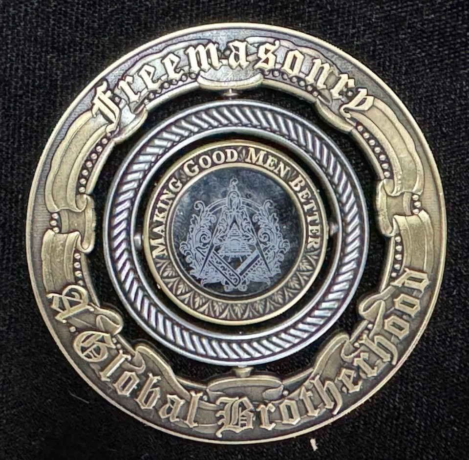 Transparent center Freemason/Masonic double axis spinner challenge coin ...