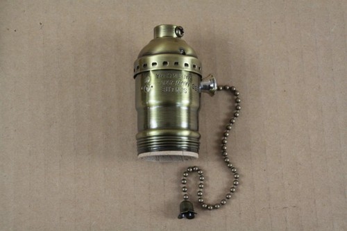Solid Brass Uno Pull Chain Sockets Early Industrial Style Aged Finish ...