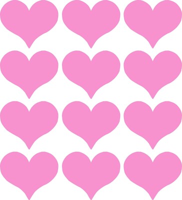 Set of 12 Pink Heart Vinyl Decal Stickers - 3", windows, cars, parties ...