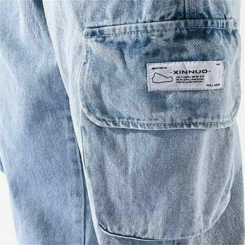 Men Loose Tapered Jeans Harem Pant Drop Croth Cargo Denim Trousers Hip ...