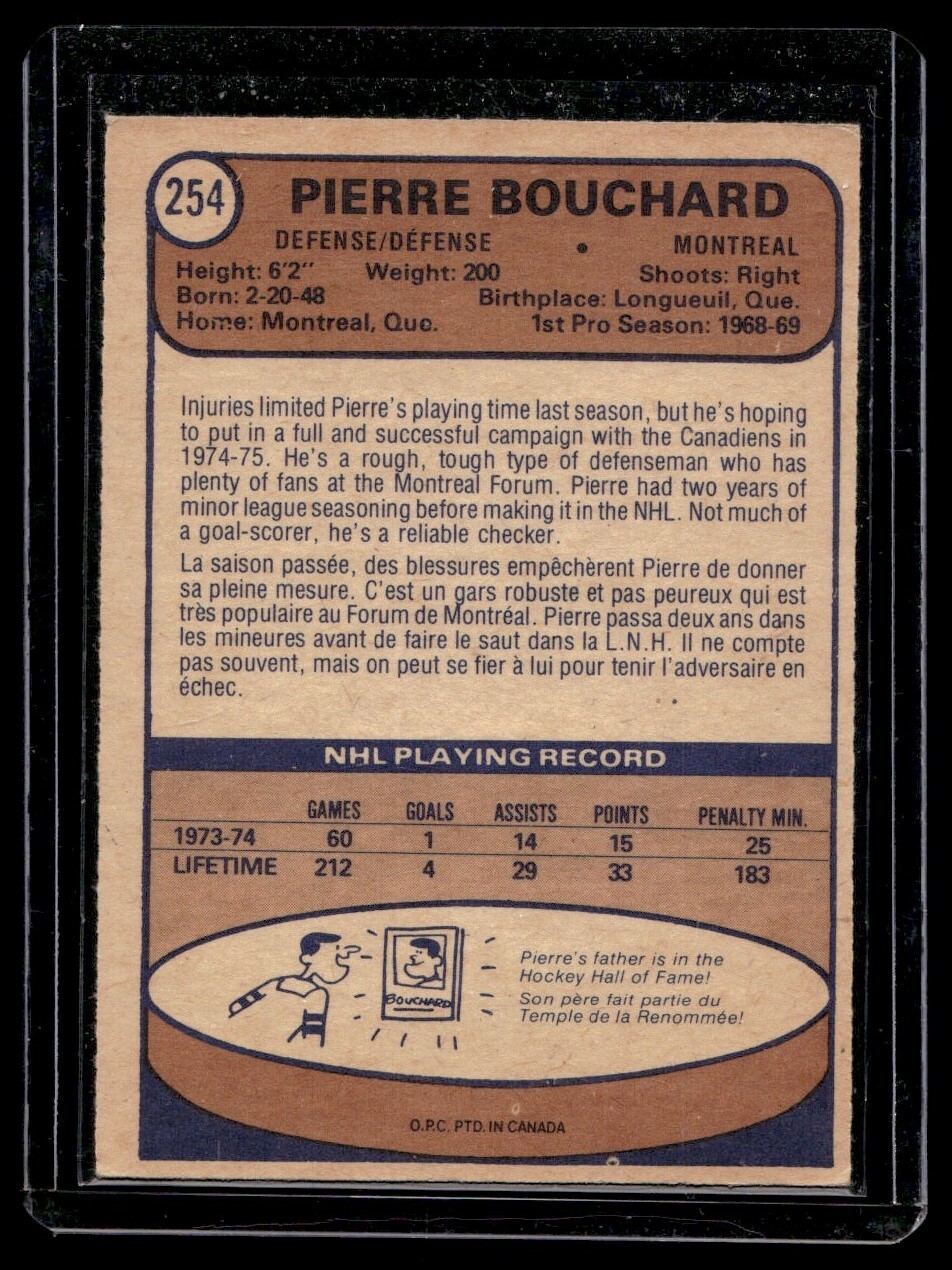 1974-75 O-Pee-Chee Pierre Bouchard #254 Montreal Canadiens | eBay