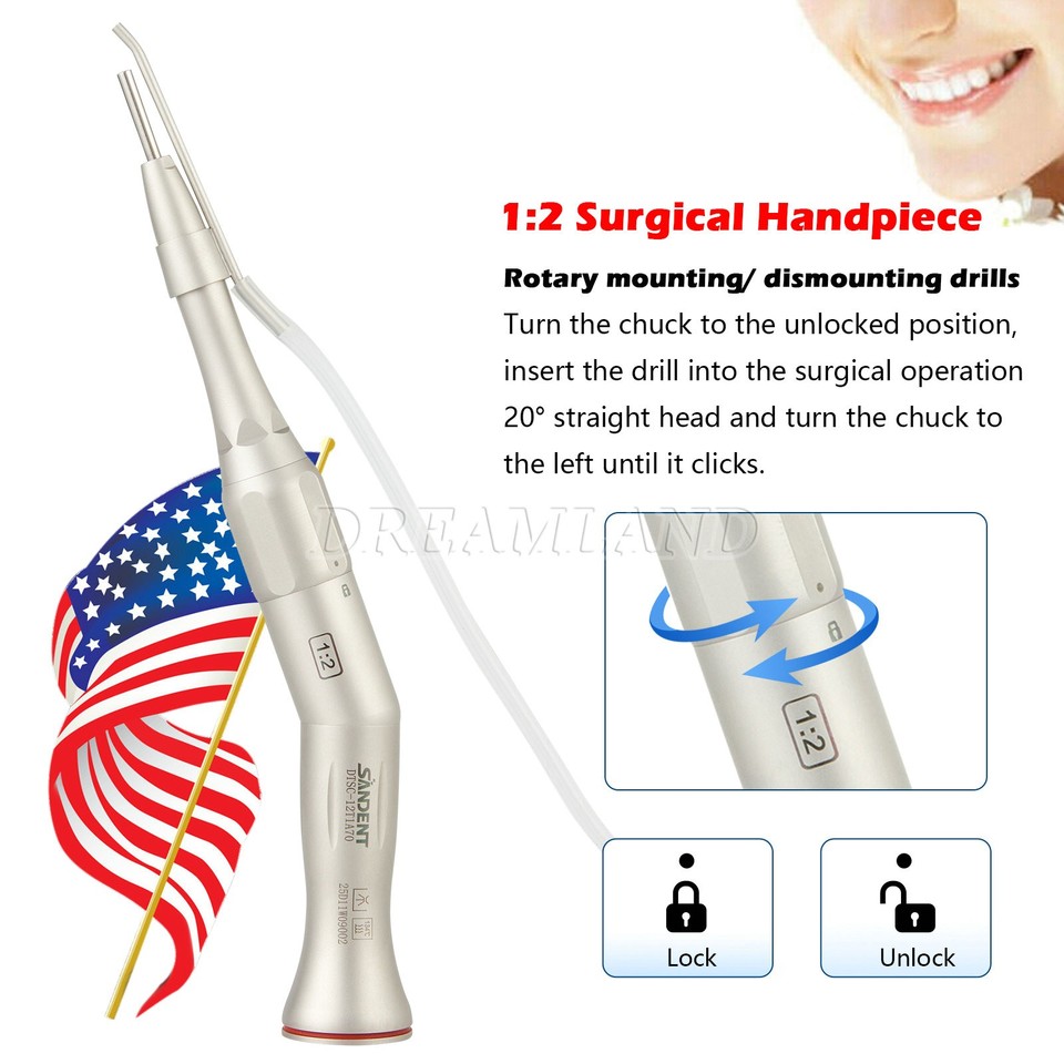 1:2 Dental Surgical Handpiece 20 Degree Angle Straight Attachment fit ...