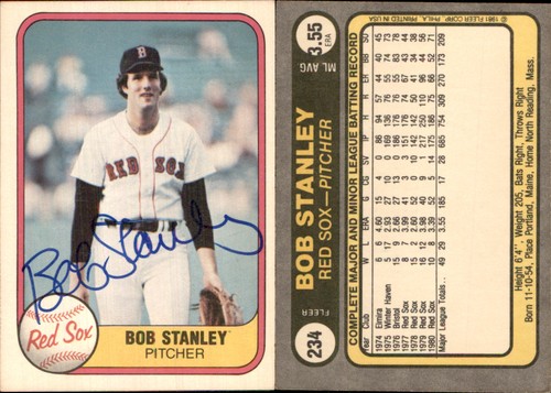 Bob Stanley Signed 1981 Fleer #234 Card Boston Red Sox Auto AU ...