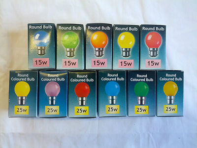 2x 5x 10x 15W or 25W Coloured Round Golf Ball Light Bulbs BC B22 ...
