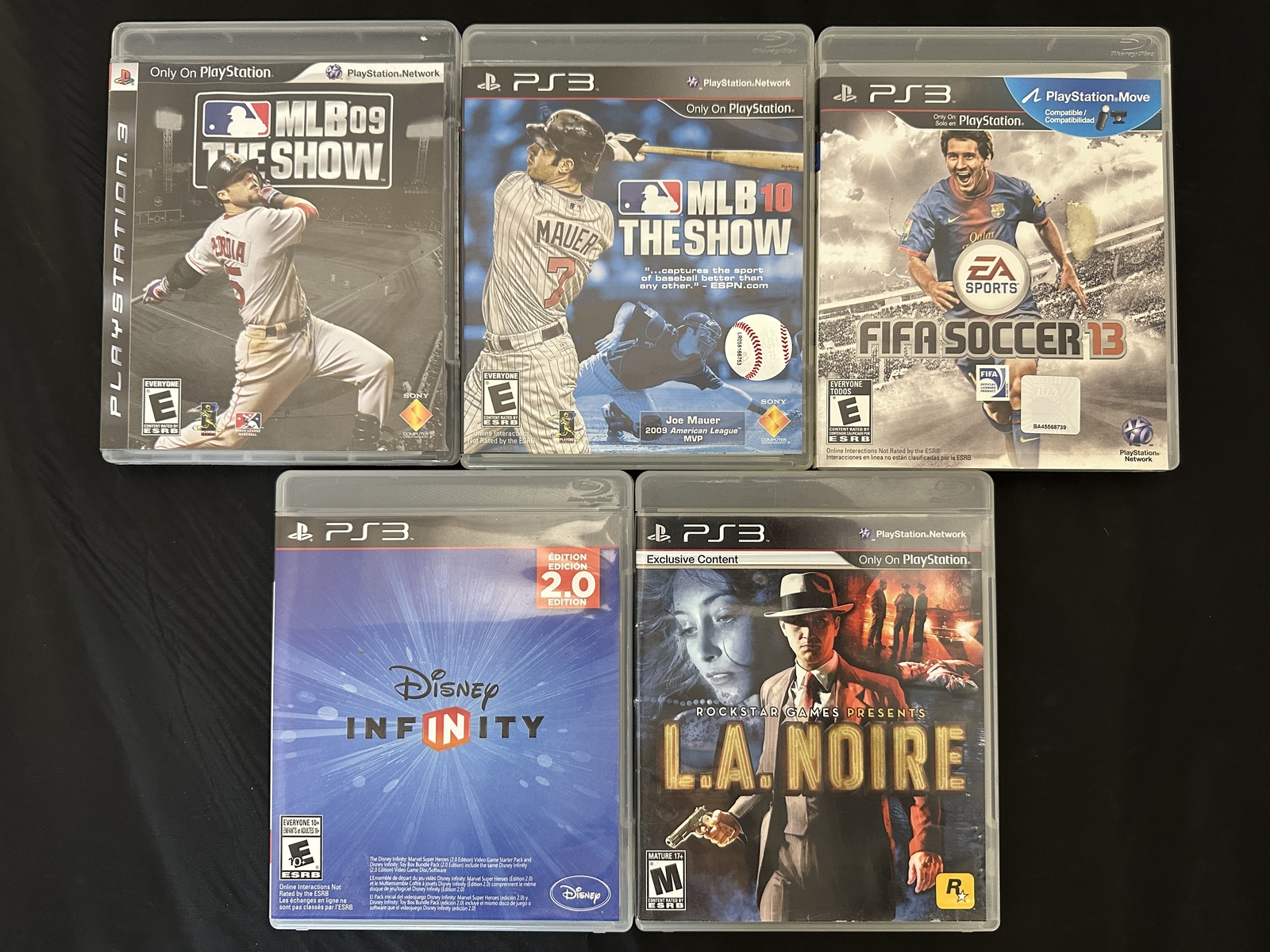 Lot Of 5 Games MLB 09 10 FIFA Soccer 13 LA Noire Disney Infinity 2.0 ...