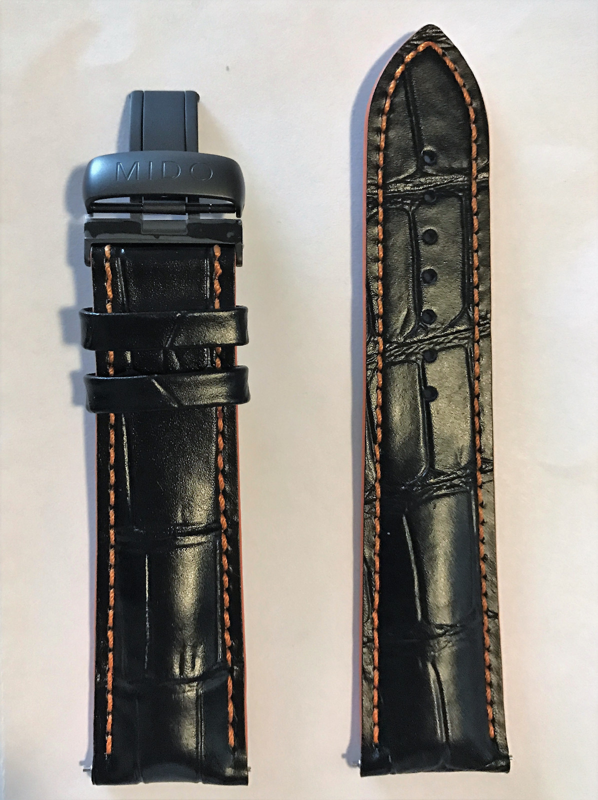 Original MIDO Multifort 23mm Model M005614A Black Leather Band Strap w ...
