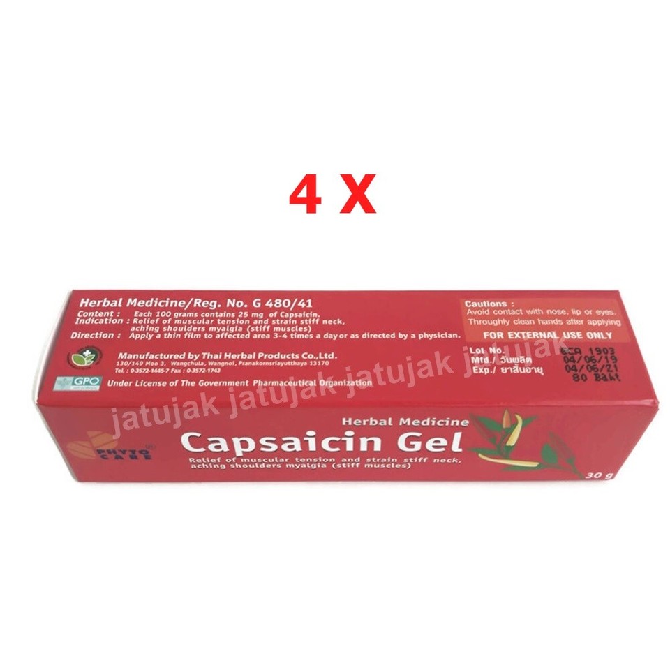 4x Arthritis Pain Capsaicin Hot Gel Relief Capsicum Muscular 30g Exp ...