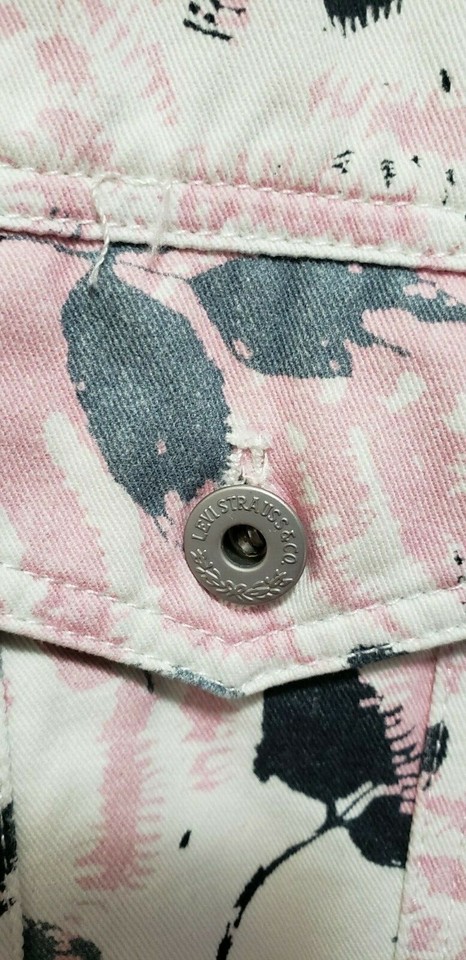 Levi's Womens Denim Floral Print Pink Trucker Jacket Oversize Jacket ...