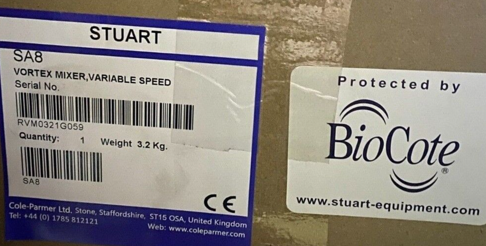 Stuart SA8 Vortex Mixer Variable Speed - NEW - WARRANTY -FREE WORLDWIDE ...