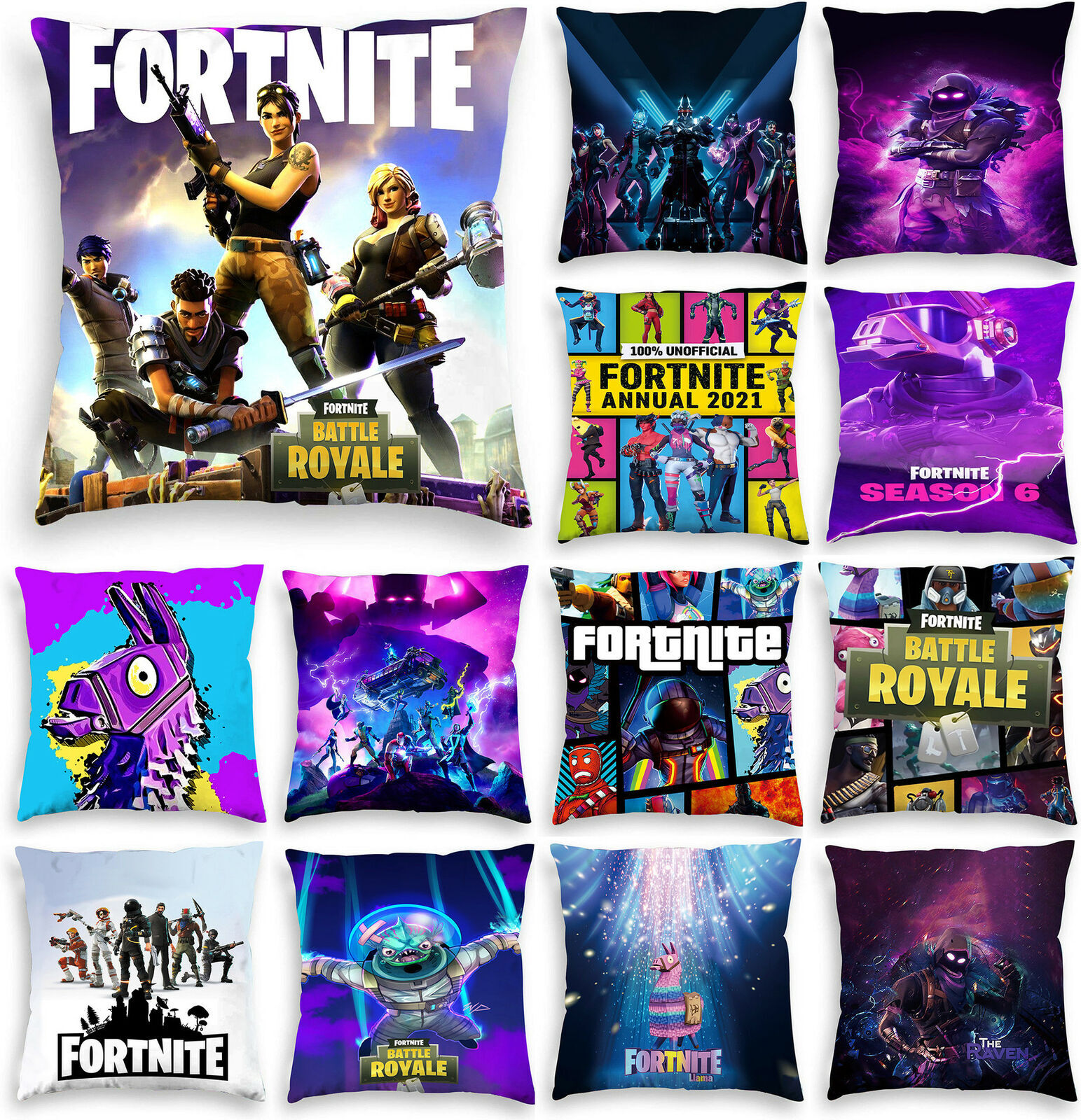 Fortnite Game Pillow Case Short Plush Cushion Cover Home Sofa Decor 45 ...