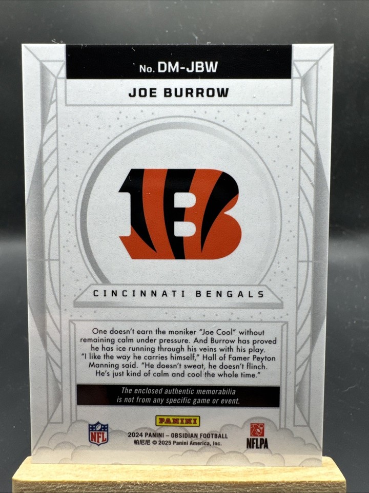 Joe Burrow 2024 Panini Obsidian Dusk Memorabilia Patch #DM-JBW Bengals ...