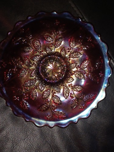fenton holly ruby carnival glass plate | eBay