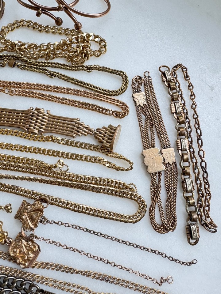 Lot Antique Jewelry Pieces Lockets Fobs Clips Some Gold Filled ...