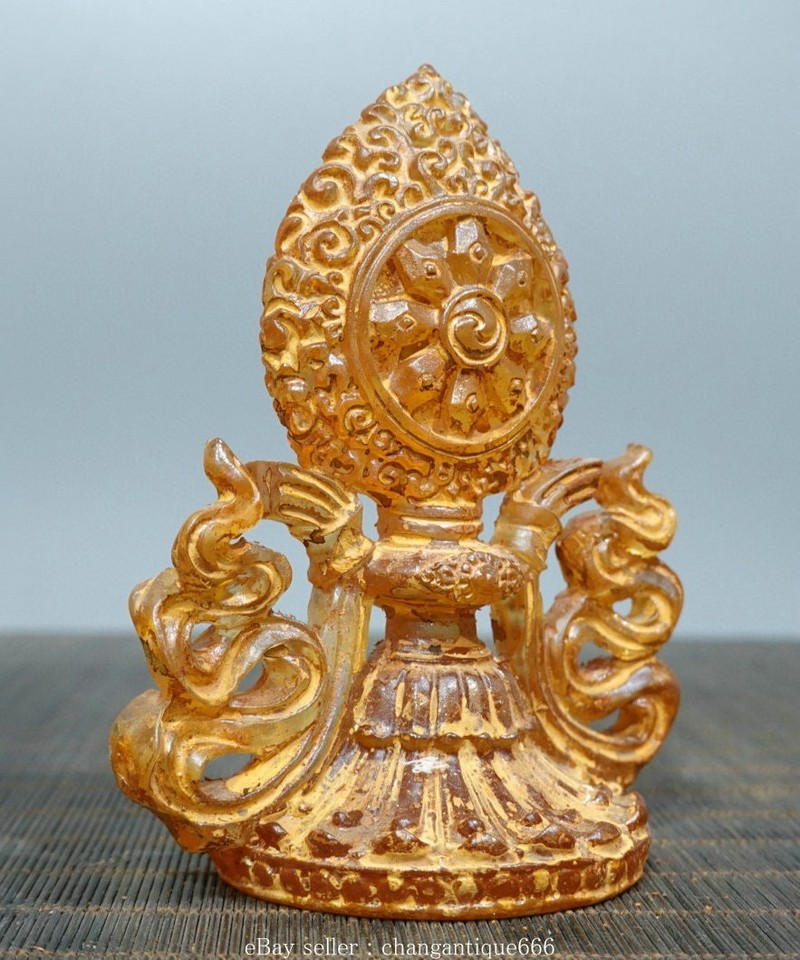 4.8'' Old Chinese Dynasty yellow Glass 8 Auspicious Symbol screen ...
