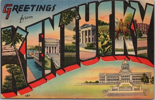 1947 KENTUCKY Large Letter LINEN Postcard Multi-View / State Capitol ...