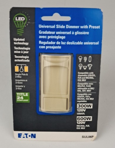 Eaton Universal Slide Dimmer with Preset 300W: LED/CFL 600W: INC/HAL ...