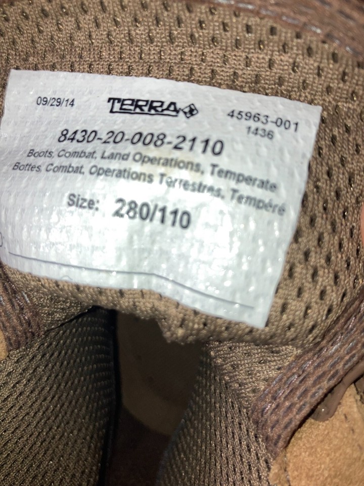 Canadian Forces Army Temperate Combat Boots 280-110 Made by Terra US ...