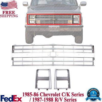 Front Grille & Headlight Bezels For 1985-86 Chevrolet C/K / 1987-88 R/V ...