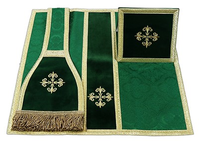 Green Burse Maniple Chalice Veil VMB-AZ25 Bolsa Manípulo Velo del Cáliz ...