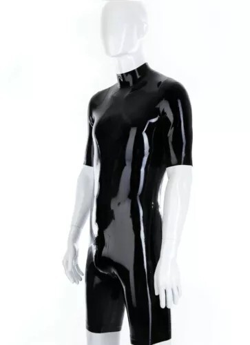 Latex Rubber Gummi Catsuit Black Bodysuit Sport Overall Rear Zip 0.4mm ...