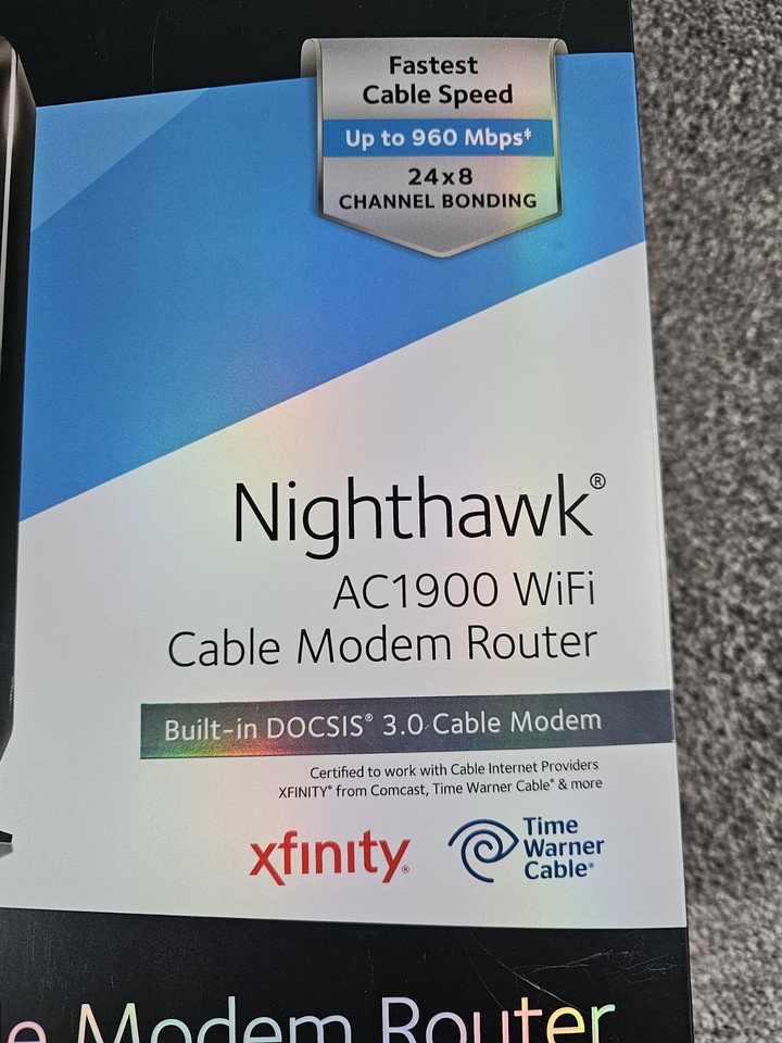 NETGEAR NIGHTHAWK AC1900 WiFi Cable Modem Router Model# C7000 - Tested ...