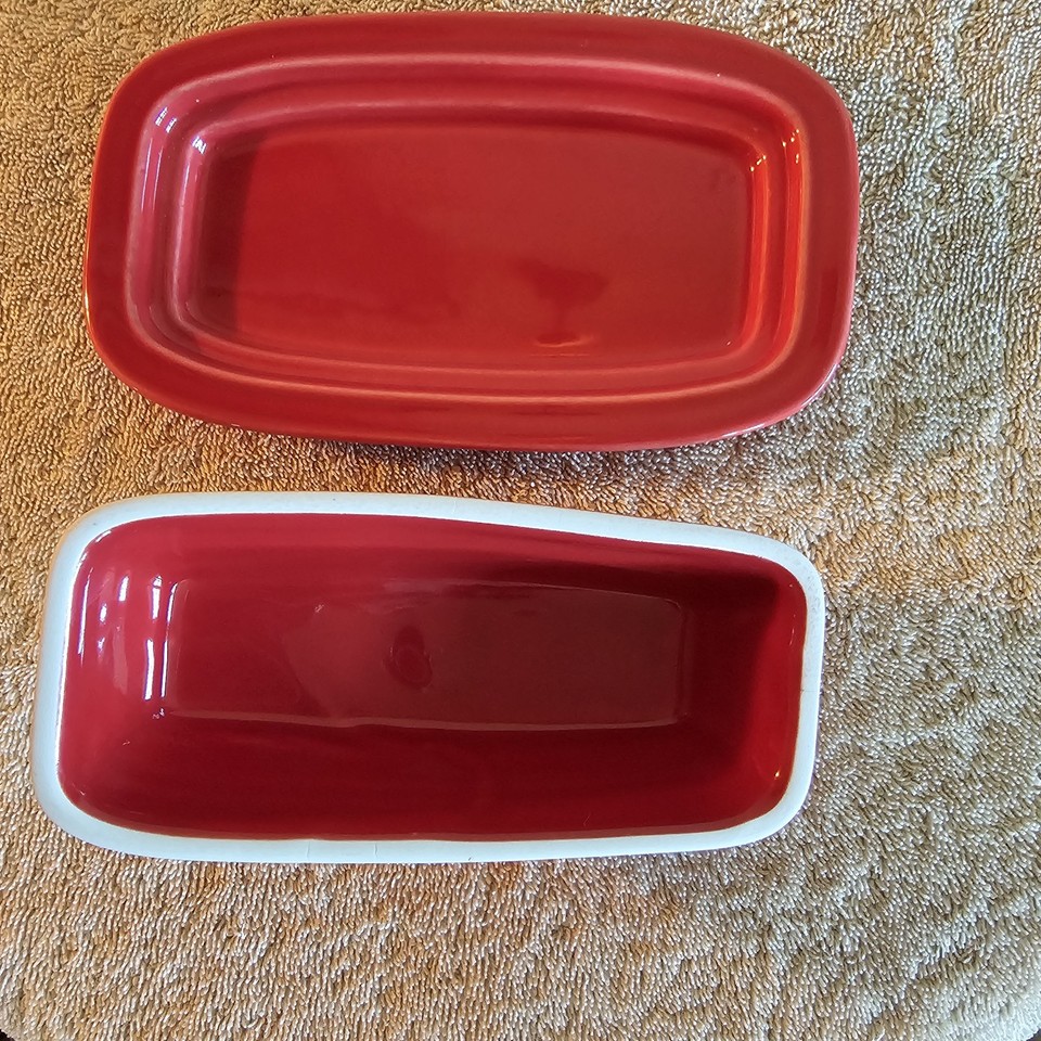 Fiesta Homer Laughlin 7" x 4.25" Covered Butter Dish Scarlet Red | eBay UK