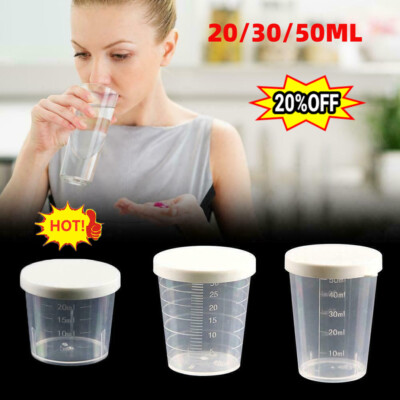 1/5Pcs Medicine Medication Plastic Measure Guided Measuring Cup 20/30 ...