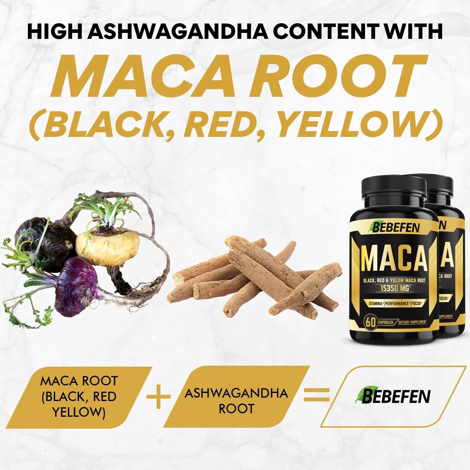 2 Packs Maca Root Extract Supplement for Men and 15350mg Panax Ginseng ...